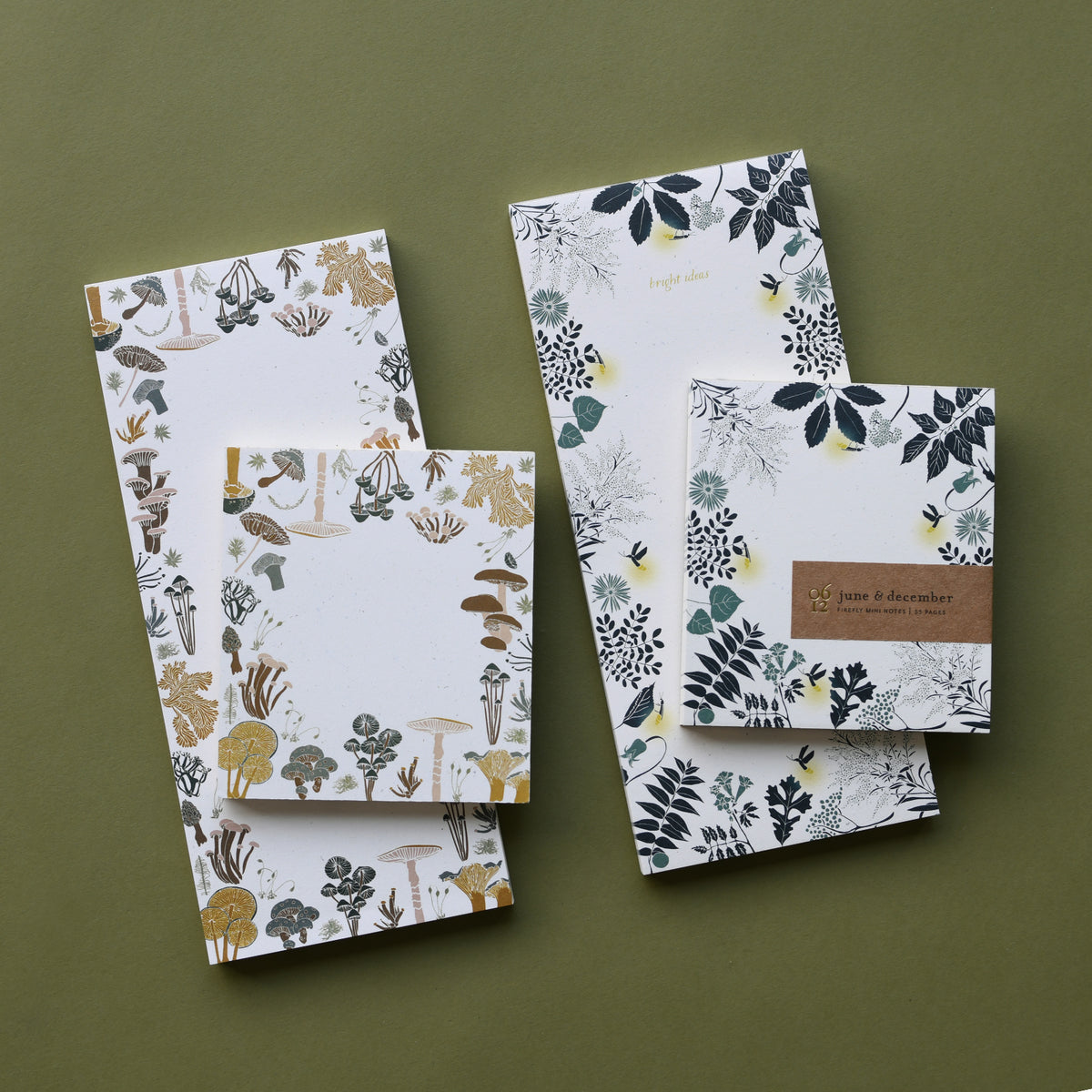 Mushrooms Botanical Mini Notepad | Recycled Paper Notepad – June & December